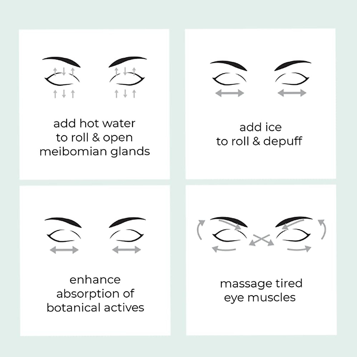 We Love Eyes - Focused Eye Roll - Tone, de-puff, & relax tired eyes. Hot compress for massaging meibomian glands. Fingertip precision.