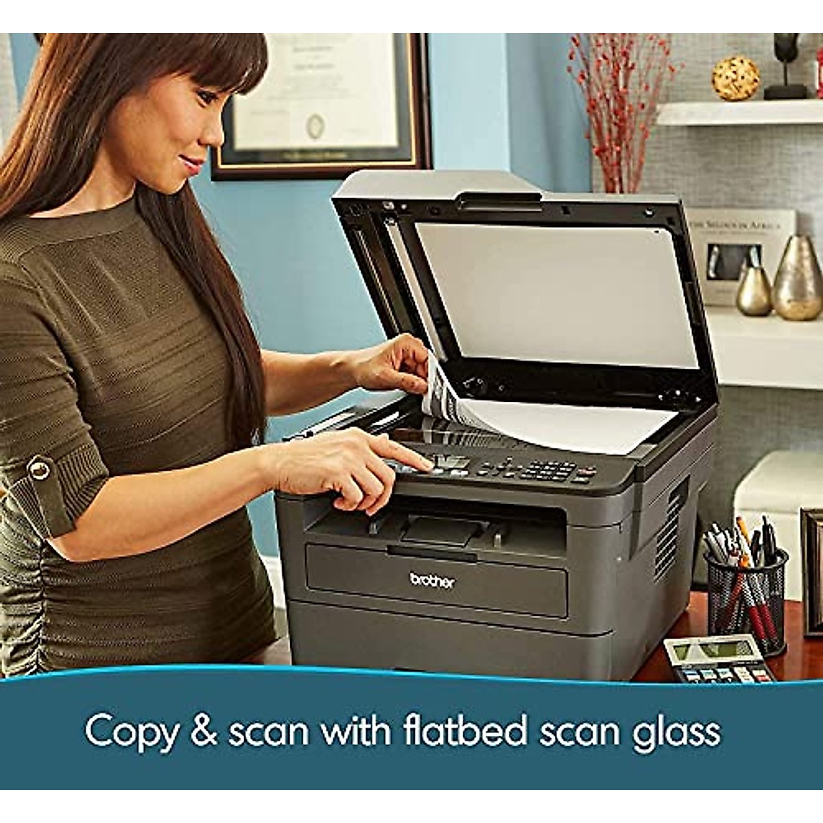 Brother MFC L2700 Series Compact Wireless Monochrome Laser All-in-One Printer - Print Copy Scan Fax - Mobile Printing - Auto Duplex Printing - Up to 32 Pages/Min - ADF - 2-line LCD (Renewed)
