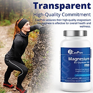 CanPrev Magnesium Bisglycinate (240 Count (Pack of 1), 200mg - Gentle)