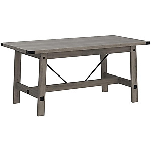 WAMPAT 4-6 Person Farmhouse Dining Table with Heavy Duty Wooden Legs, 67.7 Inch Rectangular Modern Wood Kitchen Table for Dining Room & Living Room, Rustic Grey