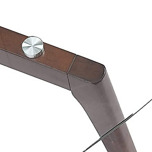 Round Tempered Glass End Table, Round Mid Century Coffee Table, Minimalist Small Coffee Table for Small Spaces Living Room Office, with Triskele Walnut Wood Legs (23.6" D x 17.7" H)