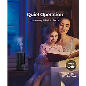 raydrop Humidifiers for Bedroom, Cool Mist Humidifiers for Babies, 1.70L Quiet Ultrasonic Humidifier, Space-Saving, Filterless, Auto Shut Off - (0.45 Gallon, US 110V)