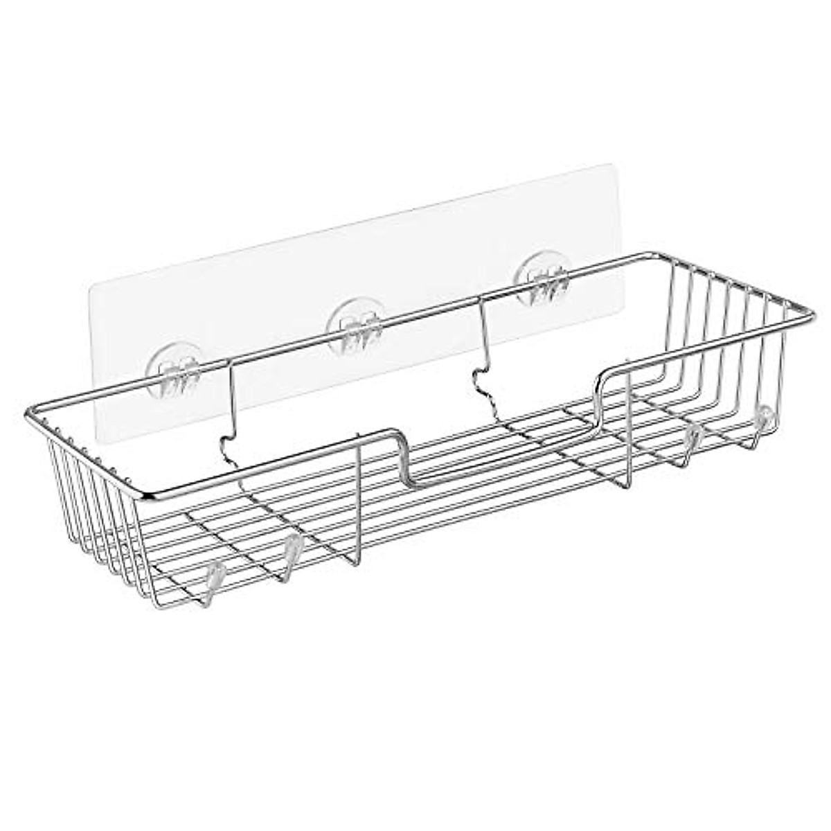 iPEGTOP Adhesive Shower Caddy Bathroom Shelf Storage with Hooks for Shampoo Conditioner Holder Kitchen Organizer Basket, No Drilling Wall Mounted, Rustproof Stainless Steel