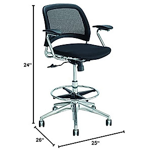 Safco Products 6820BL Reve Extended Height Mesh Back Task Chair, Black