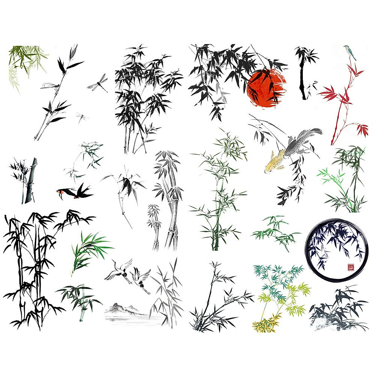 Seasonstorm Ink Painting Bamboo Precut Decoration Album Planner Stickers Scrapbooking Diary Sticky Paper Flakes