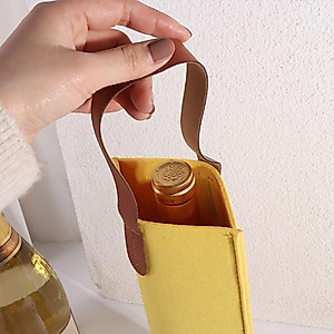Felt Wine Bag with Handle, Insulated Bottle Carrier Single Bottle Insulated Wine Tote Protective Wine Tote Bag for Wine Lover(grey)