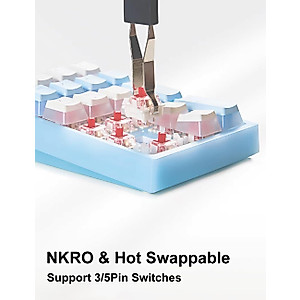 LINKEET Tri-Mode Mechanical Numpad RGB Backlit Bluetooth 5.0/Wired USB-C/2.4G Wireless Macro Number Pad 21-Key NKRO Hot Swappable Numeric Keypad Rechargeable External Num Pad for Laptop, Mac