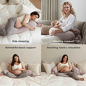 bbhugme Adjustable Pregnancy Pillow – Full Body Support for Side Sleeping - Adjustable Firmness and Shape - Supports Back, Legs, Belly, HIPS for Pregnant Women - Removable Cover - Eucalyptus