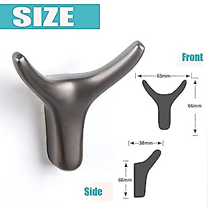 Exxacttorch 2 Pack Bull Horn Wall Mounted Hat Towel Bag Hanger, Traceless Decorative Art Coat Hooks, Solid Zinc Alloy Wall Hooks Double Prong Holder for Keys, Umbrella, Matte Black