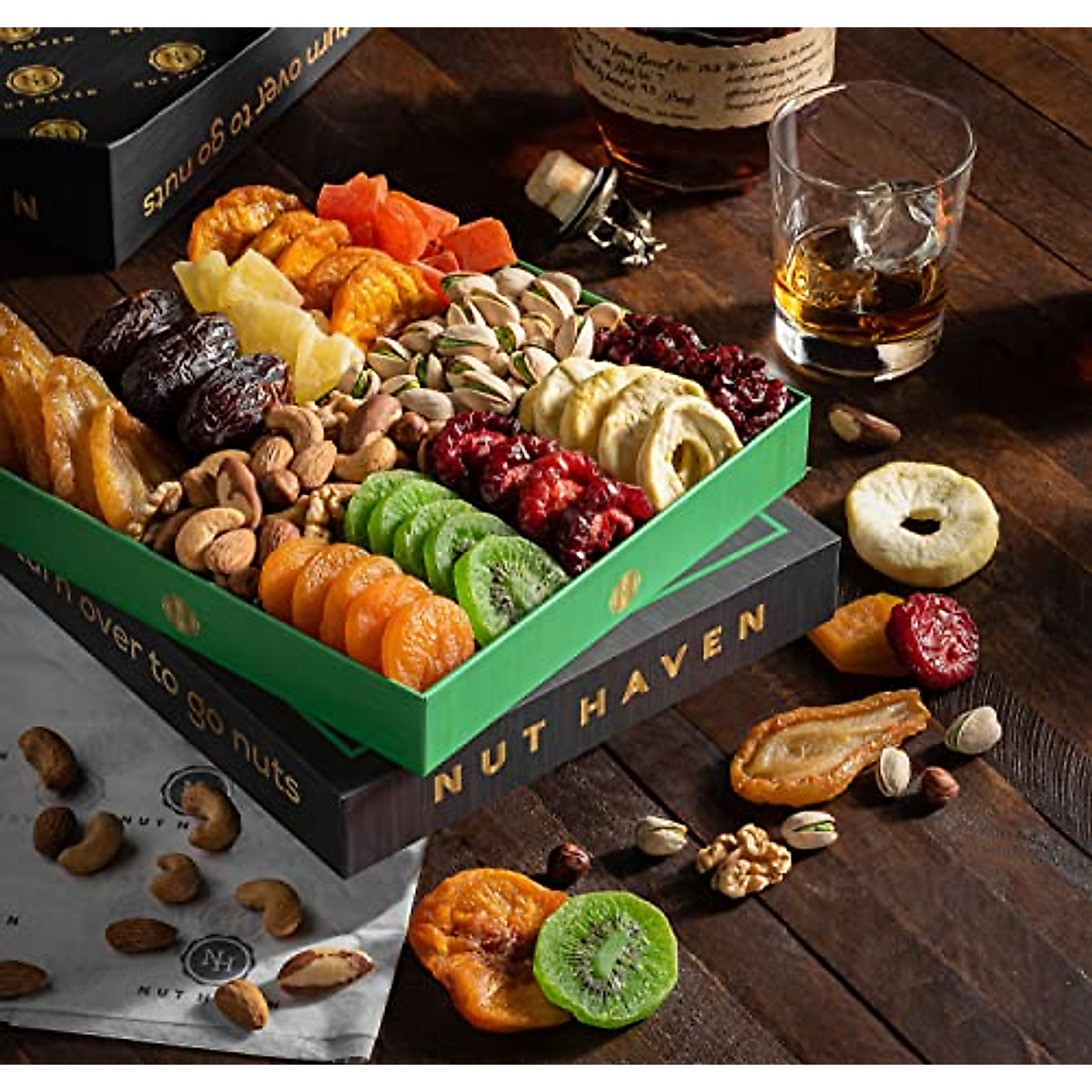 Holiday Dried Fruit & Nuts Gift Basket - Fresh Dried Fruit & Nuts Gift Basket - Fantastic Food Gift Basket for Birthday, Men, Women, Family, Adults, Christmas, Fathers Day, Mothers Day