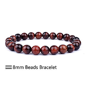 45pcs 8mm Red Tiger Eye Beads Genuine Real Beads Stone Beading Loose Gemstone Hole Size 1mm Natural Stone Beads DIY Smooth Beads for Jewelry Making(15" 1 Strand)
