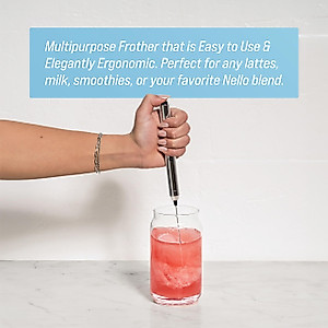 Nello Handheld Frother - Premium Drink Mixer and Milk Foamer with Advanced Motor Technology - Hand Frother Mixer for Coffee, Matcha, and More - Portable Electric Whisk - Silver, Slim Standard Size