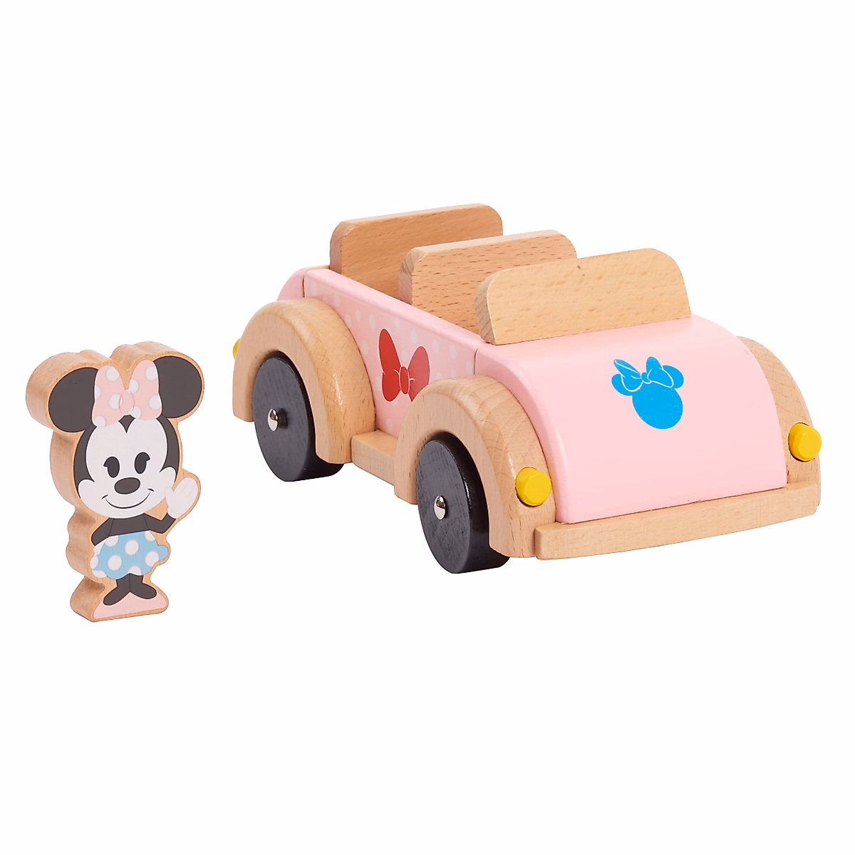 Disney Wooden Toys Minnie Mouse Figure and Vehicle, Officially Licensed Kids Toys for Ages 3 Up by Just Play