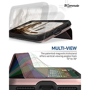 VENA iPhone XR Wallet Case, vCommute (Military Grade Drop Protection) Flip Leather Cover Card Slot Holder with Kickstand, Designed for Apple iPhone XR - Rose Gold