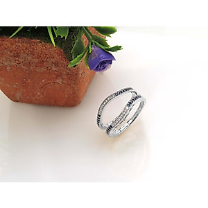 Dazzlingrock Collection Round Blue Sapphire & White Diamond Women Wedding Band Enhancer Guard Ring, Sterling Silver, Size 7.5