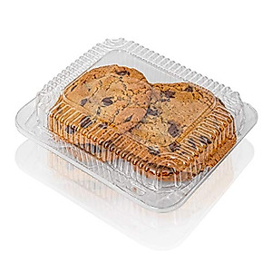 Clear Plastic Hinged Food containers - Sturdy Disposable Bakery Lid Cookie Container Boxes - 7”x 6”x2” (40)