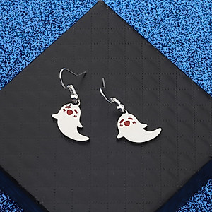 WUSUANED Cute Ghost Earrings Hu Tao Ghost Shape Jewelry Genshin Halloween Cosplay Gifts For Game Anime Lovers (Ghost earrings)
