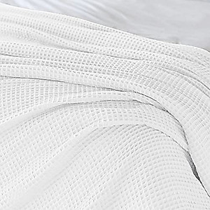 Filament Alley 100% Cotton Waffle Weave Bed Blanket White King 108x90 Inch Breathable Lightweight Comforter Throw Blanket Travel Throw Blanket Couch Bed Sofa