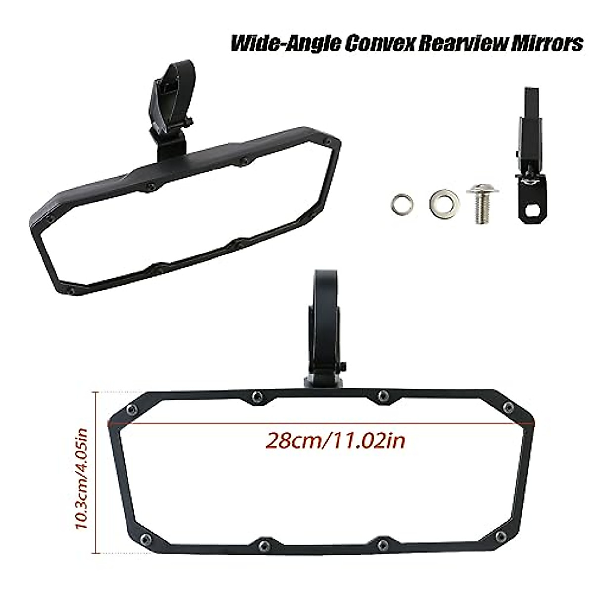 PACEWALKER UTV Rear View Mirror 1.5"-2"Adjustable Roll Bar Center Rearview Mirror with Adjustable Clamp Clear View 360 Degree Mirror for Polaris RZR Honda Pioneer Can Am X3 Kawasaki Mule