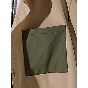 Floerns Men's Color Block Short Sleeve Collar Neck Button Down Shirt Top A Green Khaki M