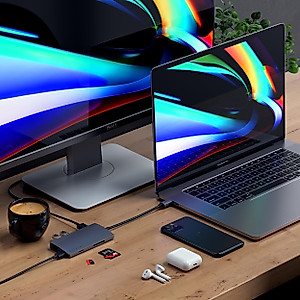 Satechi USB C Hub Multiport Adapter V2, USB C Docking Station with 4K HDMI, 60W USB C PD Charging, 3 USB-A, Ethernet, Micro/SD Card Readers, for MacBook Pro/Air M1 M2 M3, Windows - Space Gray