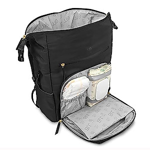 JuJuBe JJB Modern Backpack - Baby Diaper Bag Backpack for Babies - Large Black Diaper Bag with Changing Station - Travel Backpack