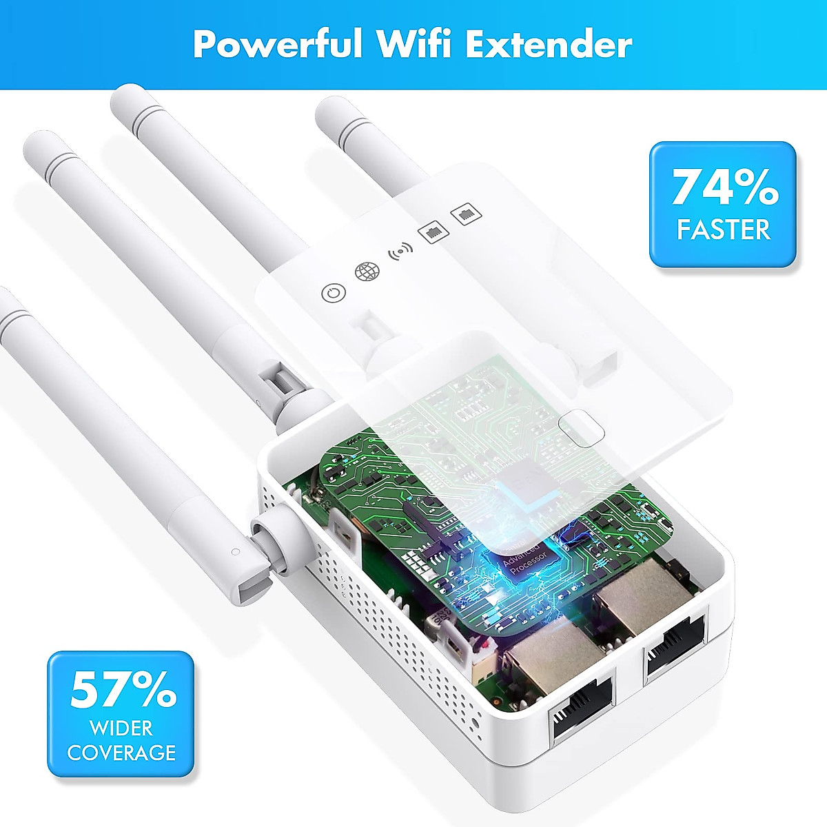 New WiFi Extender Signal Range Booster, Cover Up to 8290 Sq.ft & 35 Devices for Home, MEESTORY WiFi Amplifier with Ethernet Port & Access Point, 1-Tap Setup