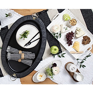 Mud Pie Stoneware Platter, White, 11 1/2" x 19"