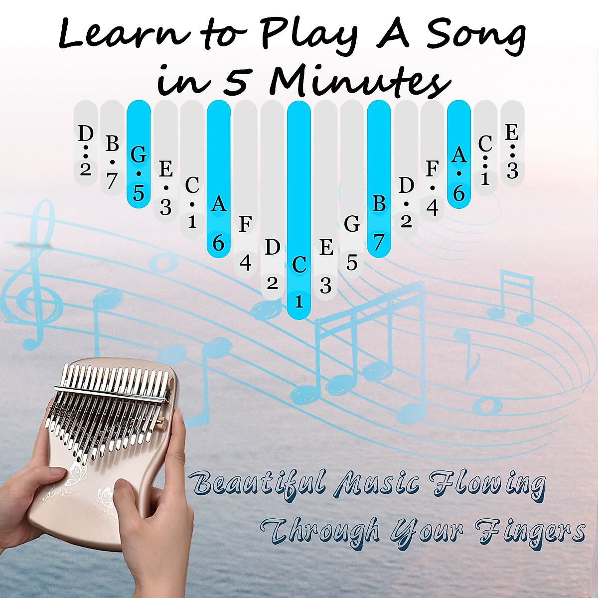 ALAUTRY Kalimba Thumb Piano 17 Keys, Portable Mbira Finger Piano with Music Books & Tuning Hammer, Gifts for Kids Adults Beginners Professional…