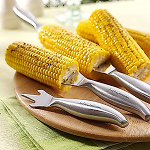 Corn on the Cob Skewers - Set of 2 - Stainless Steel Corn on the Cob Holders Set, Sweetcorn Holders with a Secure Triple-Pronged Corn Holder & Study Ergonomic Handle - by Jean Patrique