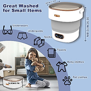 Portable Washing Machine, 15L New Model, Mini Foldable Washer with Dryer, Small Collapsible Compact Luandry Washer for Travel, Apartment, Dorm, Camping, RV, Underwears, Socks, Baby Clothes, Grey