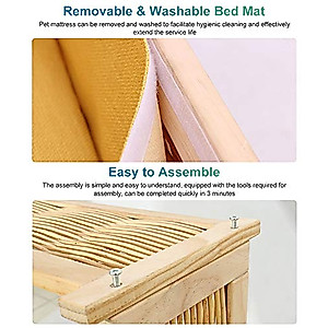 LXLA Elevated Dog Bed Wooden Pet Bed, Large Pet Sofa Basket, Solid Wood Frame and Blue Washable Mattress (Size : XL 85×52×27cm)