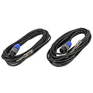 (2) Rockville RSG15 15 3-Way 1500 Watt 8-Ohm DJ PA Speaker +Stands +Cables