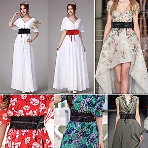 Lovful Womens Lace Waist Belt Wrap Self Tie Obi Style Belt Faux Leather Cinch Boho Dress Belts,Black