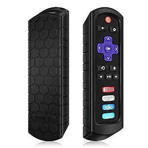 Fintie Protective Case for Roku Steaming Stick 3600R, TCL Roku TV RC280 RC282 Remote - CaseBot (Honey Comb Series) Light Weight (Anti Slip) Shock Proof Silicone Remote Controller Cover,Light Blue Glow