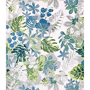 Watercolor Tropical Palm and Flowers Throw Blankets: Soft Plush Floral Accent for Sofa Couch Chair Bed or Dorm, Blue Green Gray (Paradise)