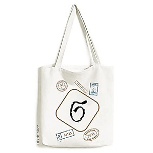 Greek Alphabet Sigma Black silhouette Stamp Shopping Ecofriendly Storage Canvas Tote Bag