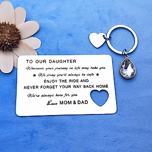 To Our Daughter Wallet Card Encouragement Gifts Inspirational Graduation Gift Enjoy The Ride Never Forget Way Back Home Metal Card Christmas Birthday Card Daughter Stepdaughter Gifts from Mom Dad