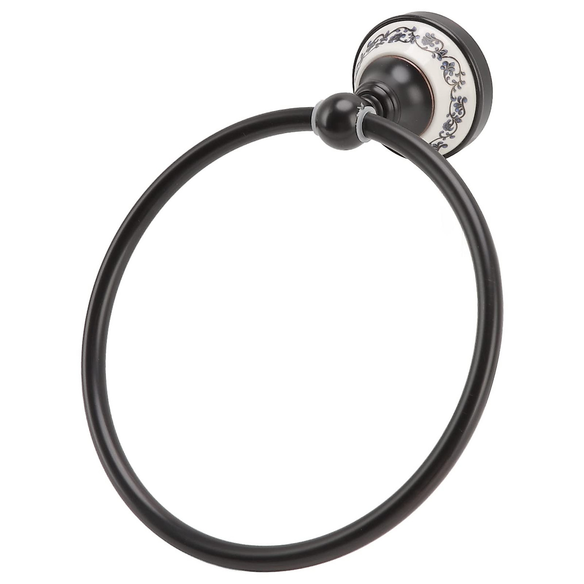 VTOSEN Towel Ring Holder in Antique Brass with Porcelain Accents,Bathroom Wall Mount for Towels and Washcloths