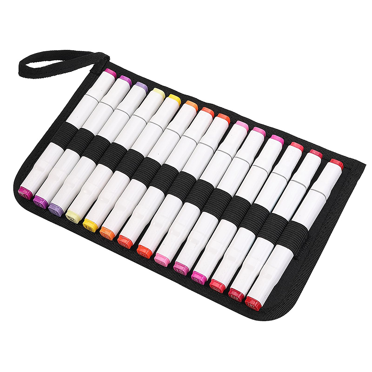 BOMKEE 28 Slots Pencil Sleeve, Binder Pencil Case Inner Page Carrying Pen Pad Fit for Cosmetic Brush, Crayon, Color Pencil, Gel Pen