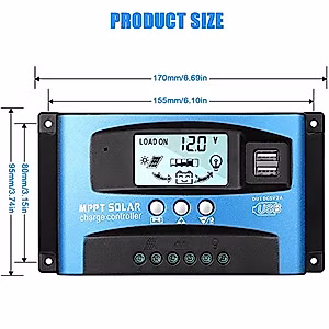 Y&H 100A 12V/24V MPPT Solar Charge Controller w/LCD Display Dual USB and WiF, Solar Panel Regulator fit for Gel Flooded and Lithium Battery Model: BL912-100A-WIF (Blue)