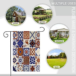 Double-sided garden flag Ceramic Moroccan Mexican Talavera Tiles Outdoor Flag Garden Flag Yard Outdoor Decoration （12×18in）.