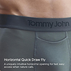 Tommy John Men's Trunk 4” Underwear, Second Skin Boxers with Supportive Contour Pouch, Soft Naturally Breathable Stretch Fabric Boxers for Men, Dress Blues, Large