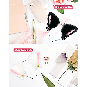 CEDAR BRIGHT Fox Cat Ears Anime Cosplay - Animal Wolf Headwear, Halloween Headband,Headpiece Costume Accessories with Bells