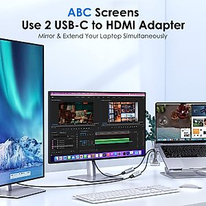 LENTION USB C to HDMI Adapter 4K@60Hz,Thunderbolt 3/4 to HDMI Adapter,HDMI to USB-C Adapter,USB-C Compatible 2023-2016 MacBook Pro,New iPad/Surface/Mac Air,Galaxy,Pixelbook,XPS etc(CU607,Space Gray)