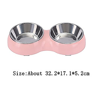 FUUIE Bowls for Food and Water Double Pet Bowls Dog Food Water Feeder Stainless Steel Pet Drinking Dish Feeder Cat Puppy Feeding Supplies Small Dog Accessories (Color : Blue)