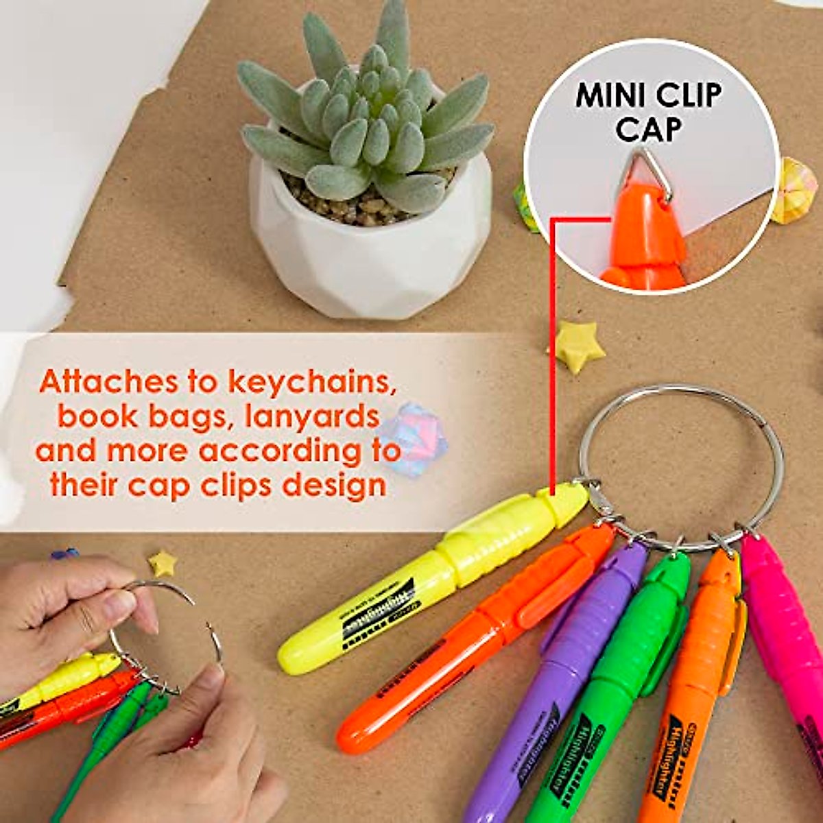 BAZIC Mini Highlighter Pen Assorted Color, Chisel Tip Broad Fine Line Highlighters Unscented (5/Pack), 1-Pack