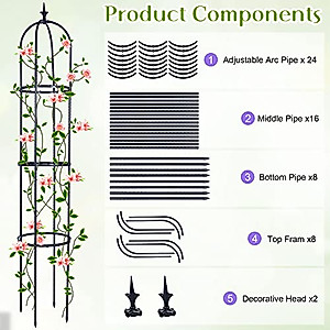 Trellis for Climbing Plants Outdoor, Deaunbr Garden Plant Support Tall Tower Obelisk Vine Cages Plastic Coated Rustproof Metal Pipe Supports for Outdoor Indoor, Potted Plants, Tomato, Rose - 2 Pack