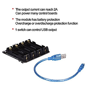 18650 Battery Holder Case , Electrical Testers Battery Testers 4-Channel Micro USB Interface Household Battery Holders 0.5A 5-8V Power Supply Expansion Module for Raspberry Pi