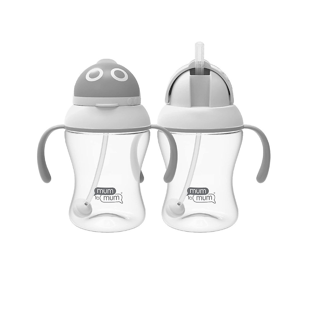 mum to mum Leak-proof Easy-drinking Space Robot Straw Cups 8oz for 6+ months, 2 Pack, MM203A